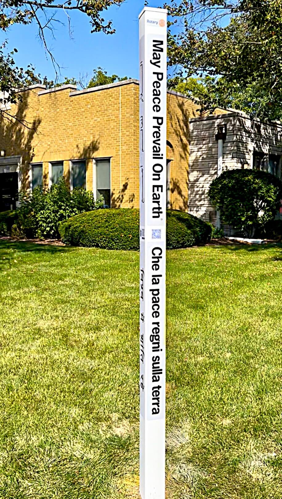 Peace Pole Installed at Chamber Office - Northbrook Chamber of Commerce ...